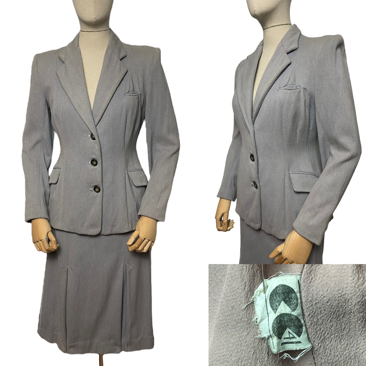 Original 1940's CC41 Pale Blue Grey Utility Wool Suit - Bust 36 38 - A ...