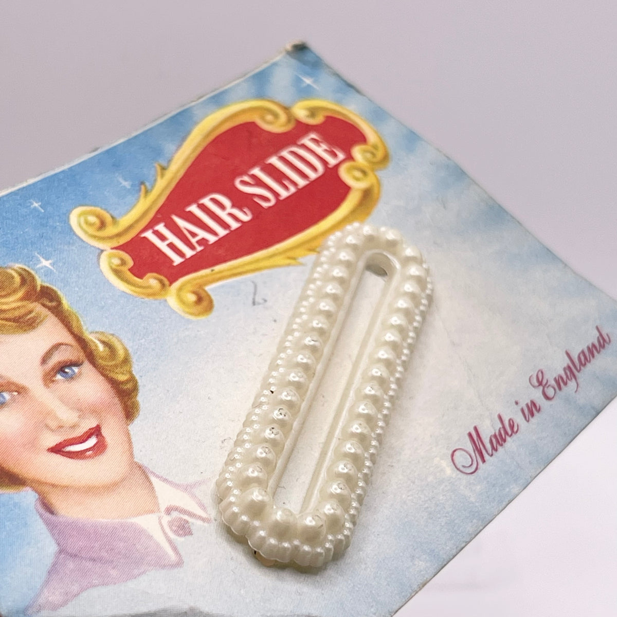 Original 1950's Ivory Pearlised Plastic Hair Clip on Original Card - V ...