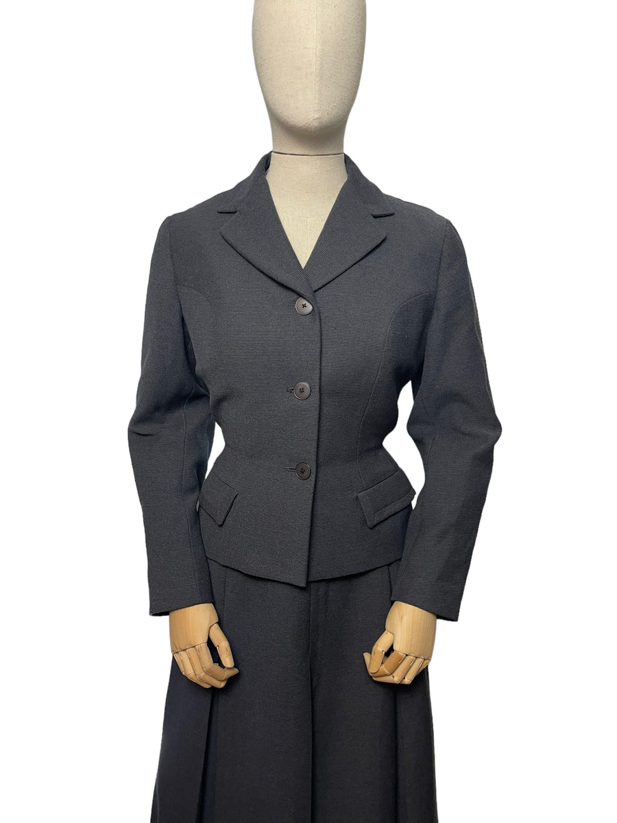 Original 1950's Dark Blue Grey Hebe Skirt Suit - Bust 38 – 1940s Style ...