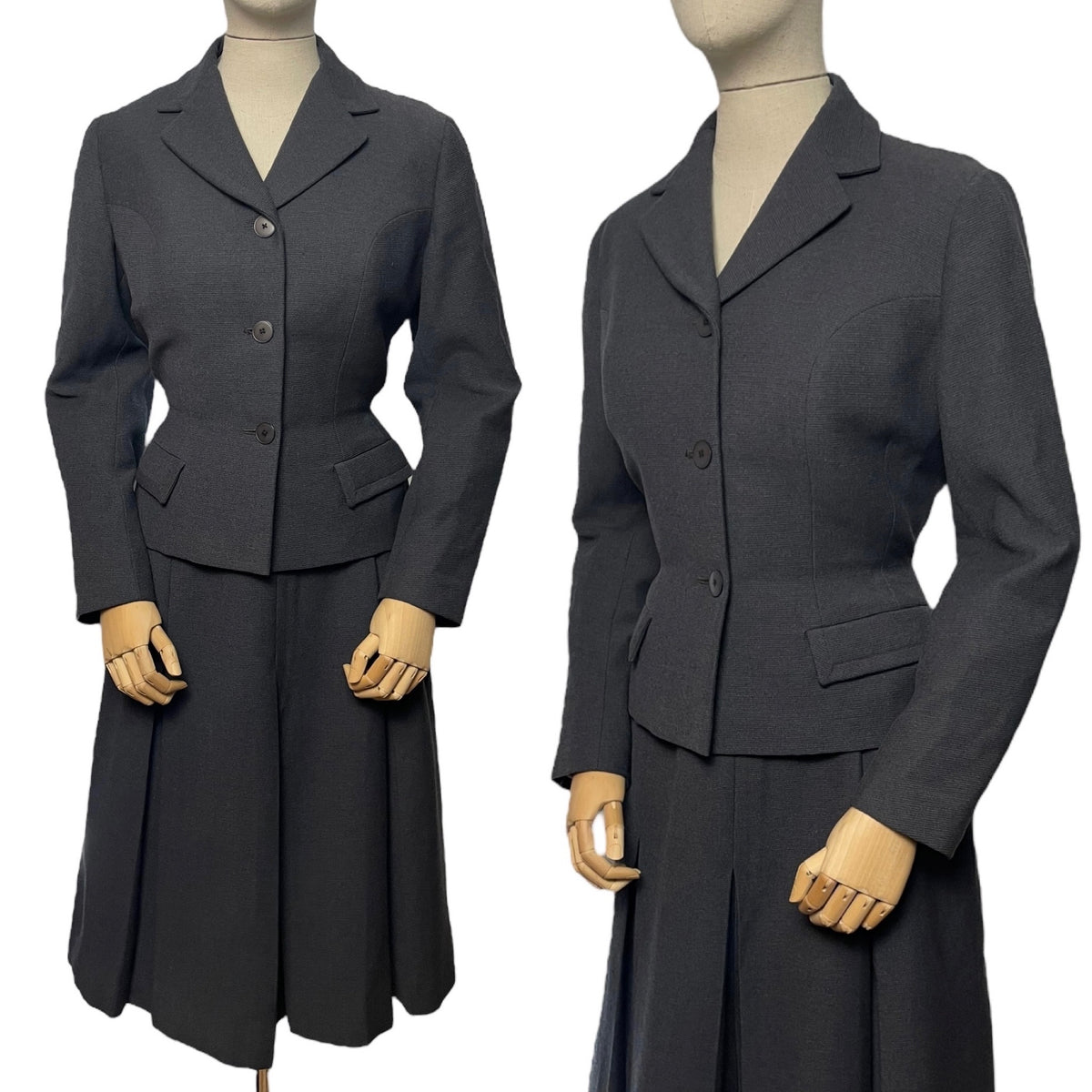 Original 1950's Dark Blue Grey Hebe Skirt Suit - Bust 38 – 1940s Style ...