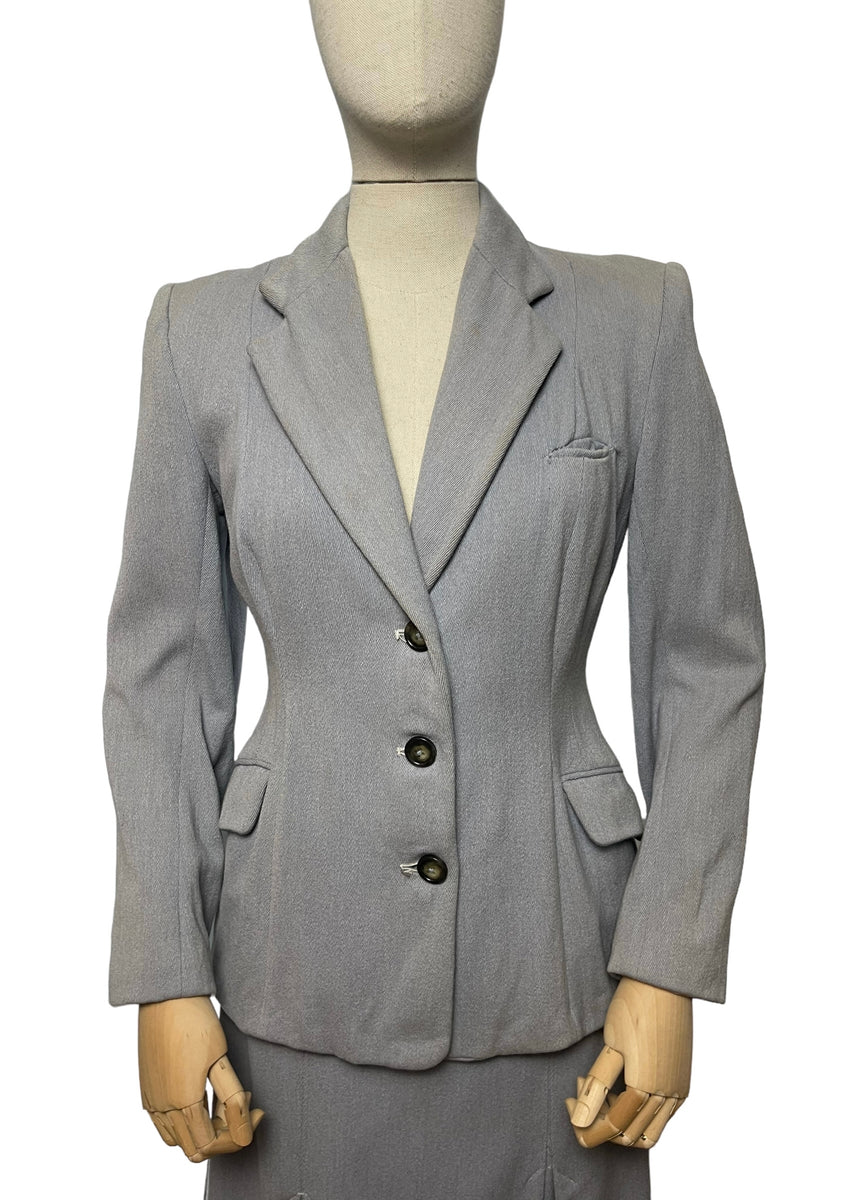 Original 1940's CC41 Pale Blue Grey Utility Wool Suit - Bust 36 38 - A ...