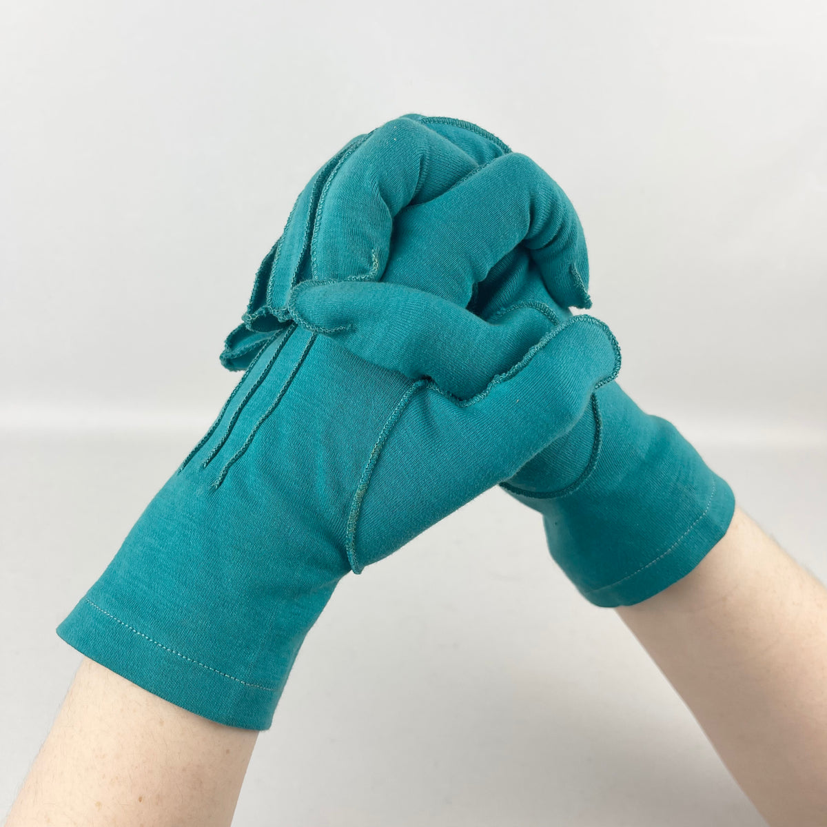 Vintage 1950's or 1960's Empired Made Seamed Gloves in Bright Turquois ...