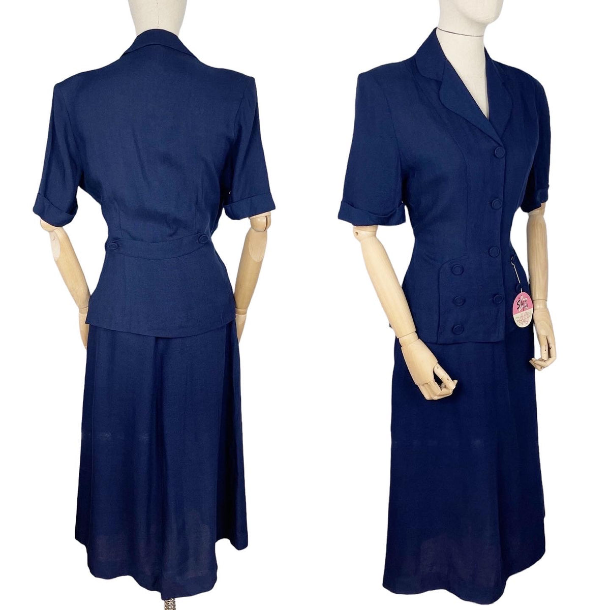 Original 1940's CC41 Deadstock Blue Linen Suit with Original Shop Labe ...