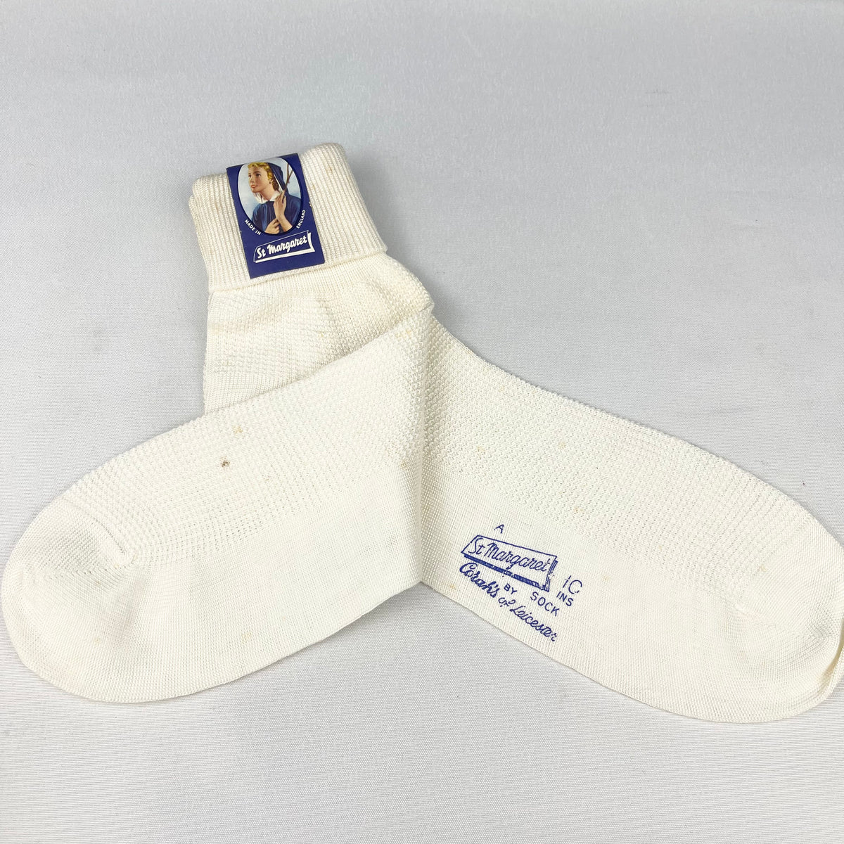 Original 1930s 1940s British Made Cream Cotton Rayon Socks - St Margar ...